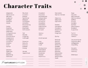 Character Traits List - 115+ Examples of Character Traits | SaturdayGift