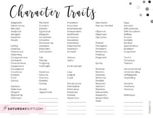 Character Traits List - 115+ Examples of Character Traits | SaturdayGift