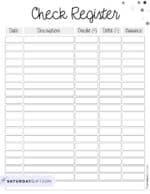 Printable Check Register - Free Checkbook Register Templates