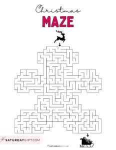 Christmas Maze Printable - Cute & Free Templates | SaturdayGift