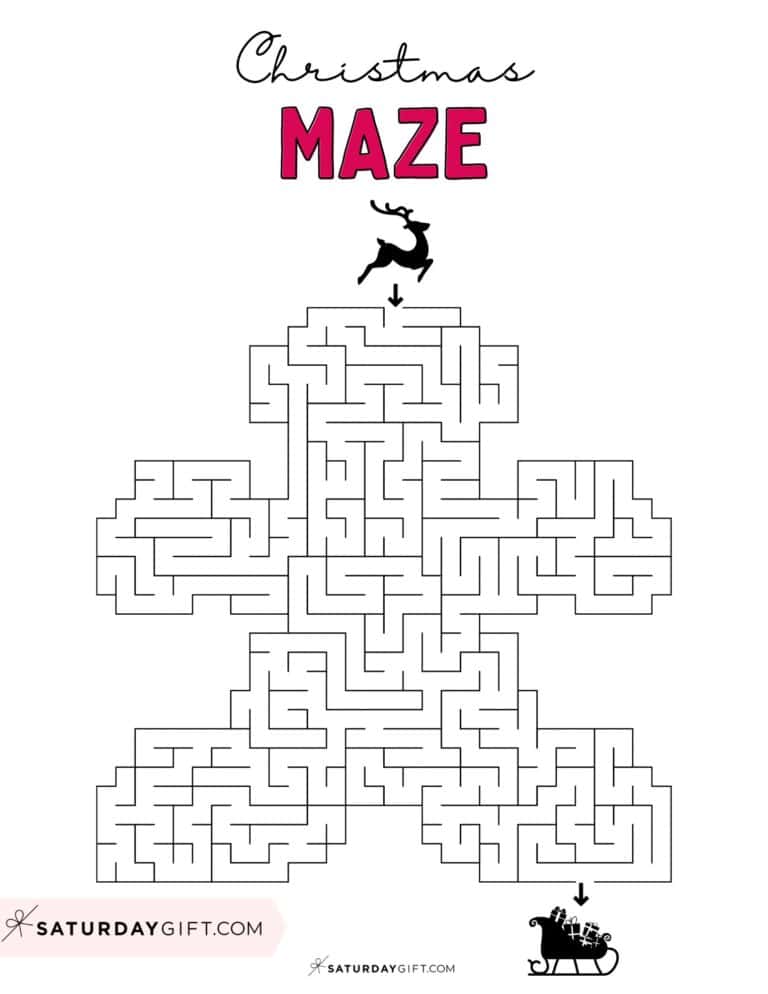 Christmas Maze Printable - Cute & Free Templates | SaturdayGift