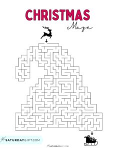 Christmas Maze Printable - Cute & Free Templates | SaturdayGift