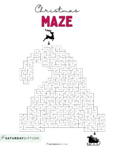 Christmas Maze Printable - Cute & Free Templates | SaturdayGift