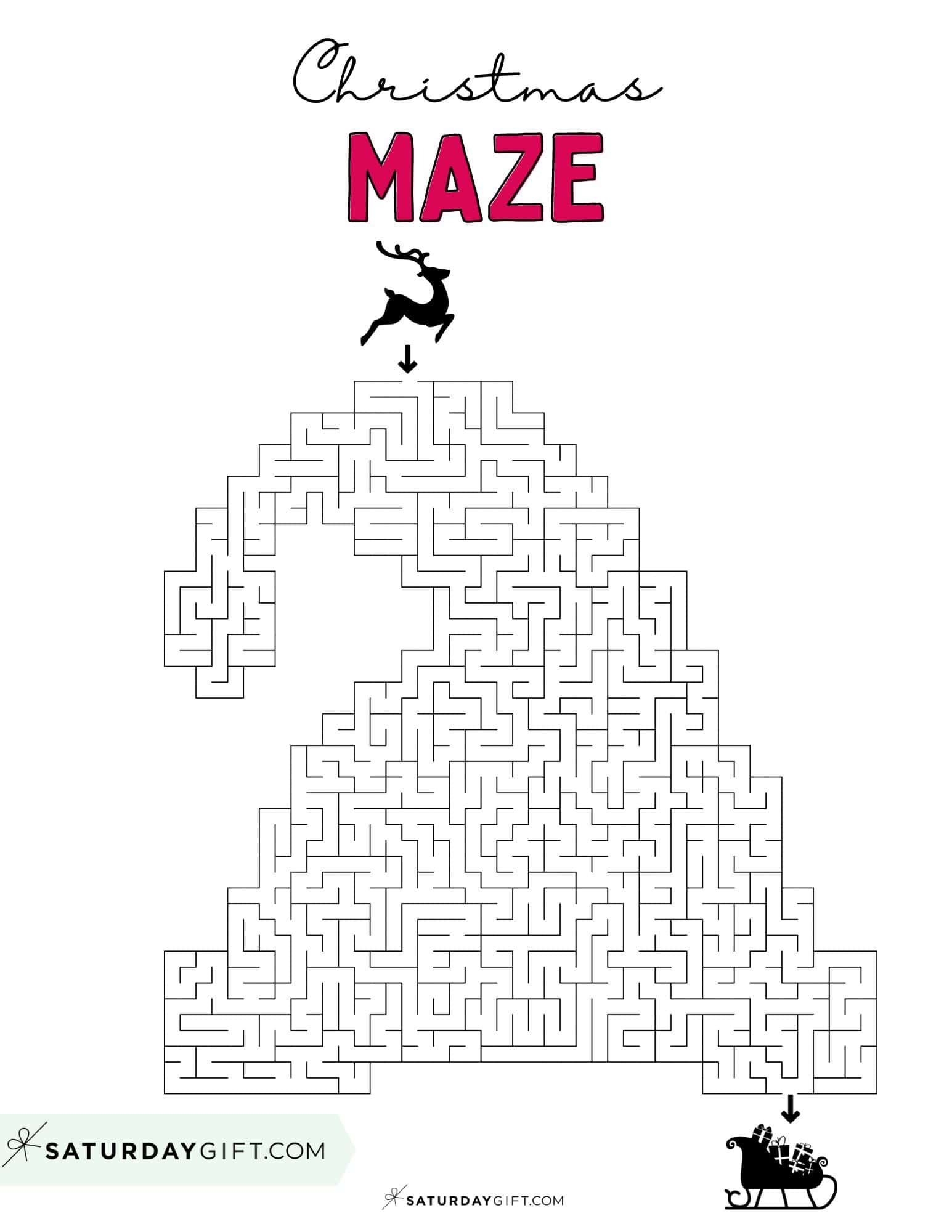 Christmas Maze Printable - Cute & Free Templates | SaturdayGift