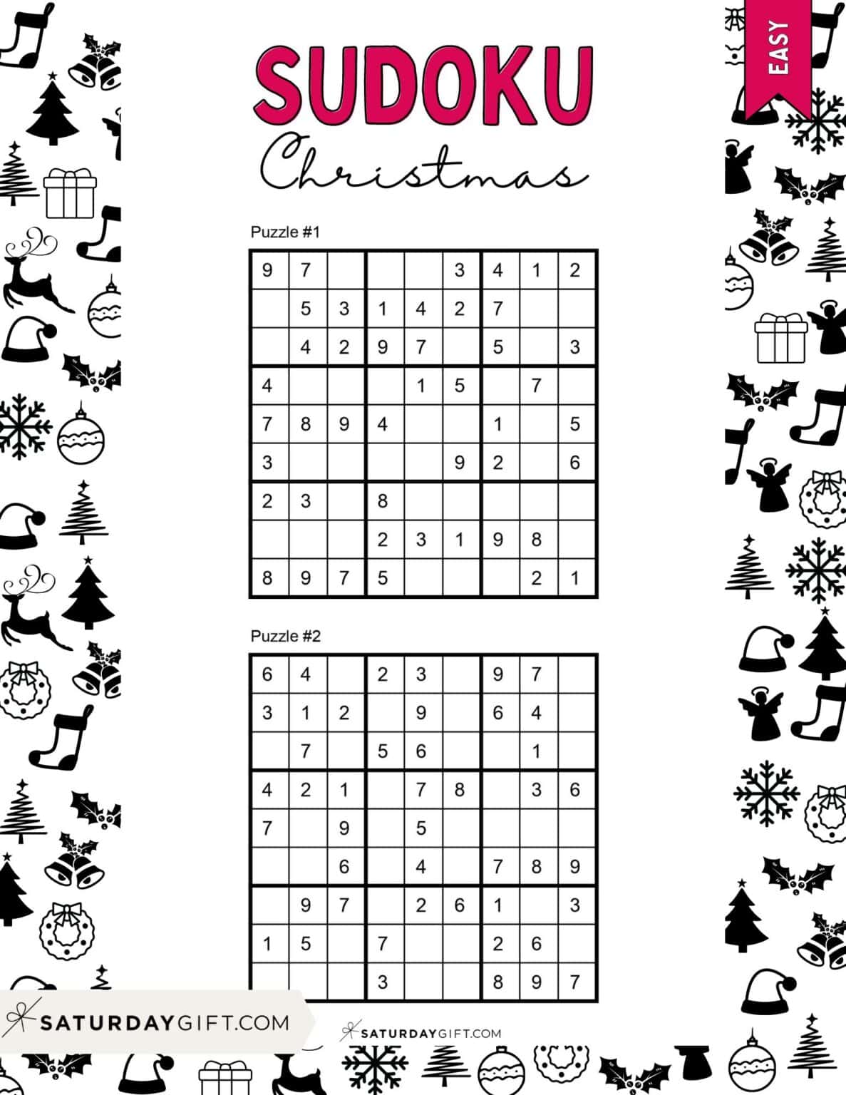 Christmas Sudoku Puzzles - Cute & Free Printables | SaturdayGift