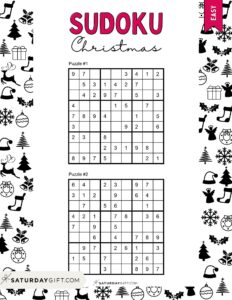 Christmas Sudoku Puzzles - Cute & Free Printables | SaturdayGift