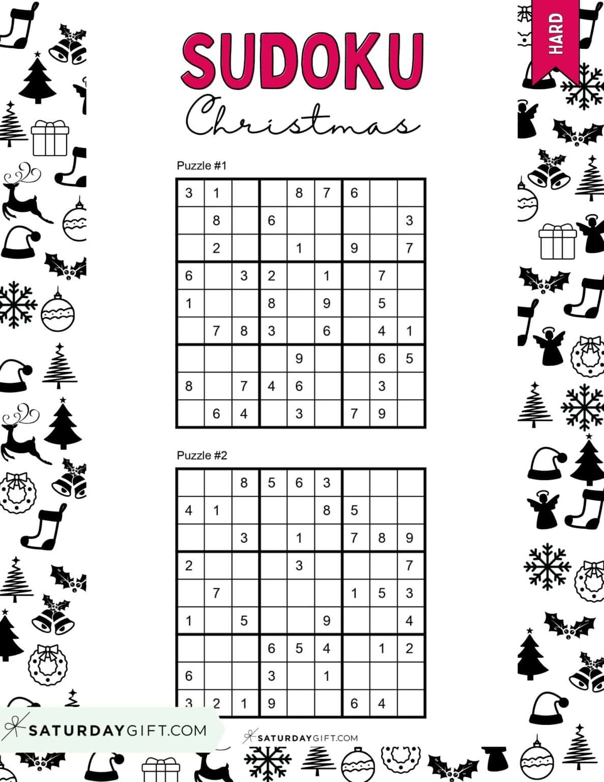 Christmas Sudoku Puzzles - Cute & Free Printables | SaturdayGift