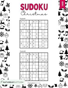 Christmas Sudoku Puzzles - Cute & Free Printables | SaturdayGift