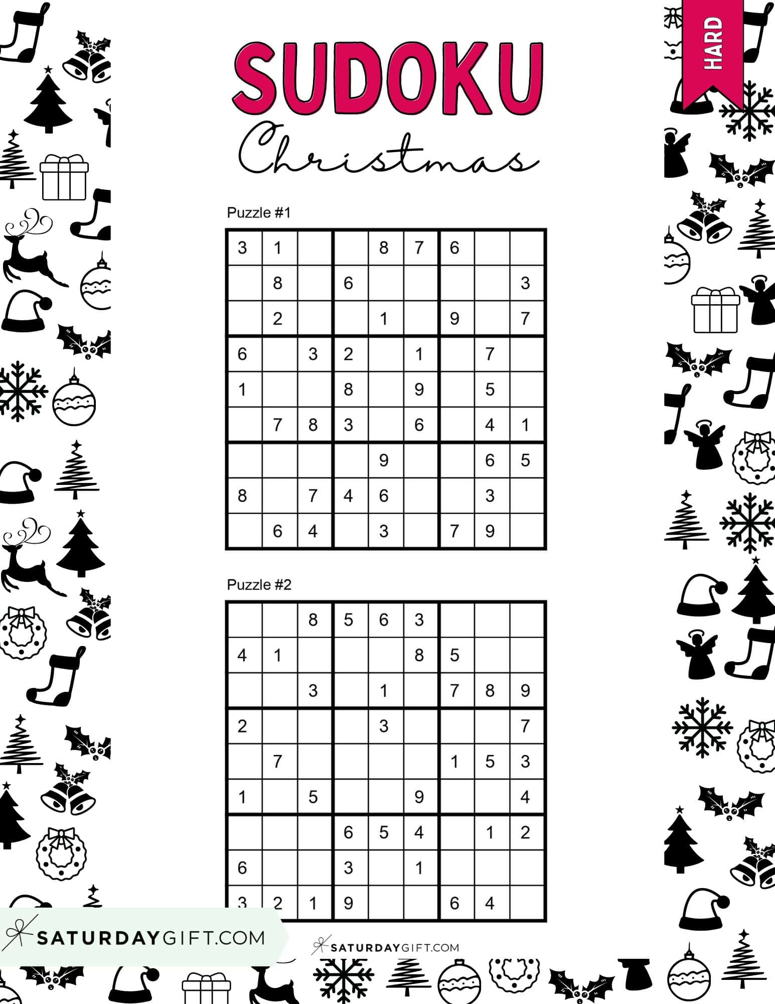 Christmas Sudoku Puzzles - Cute & Free Printables | SaturdayGift