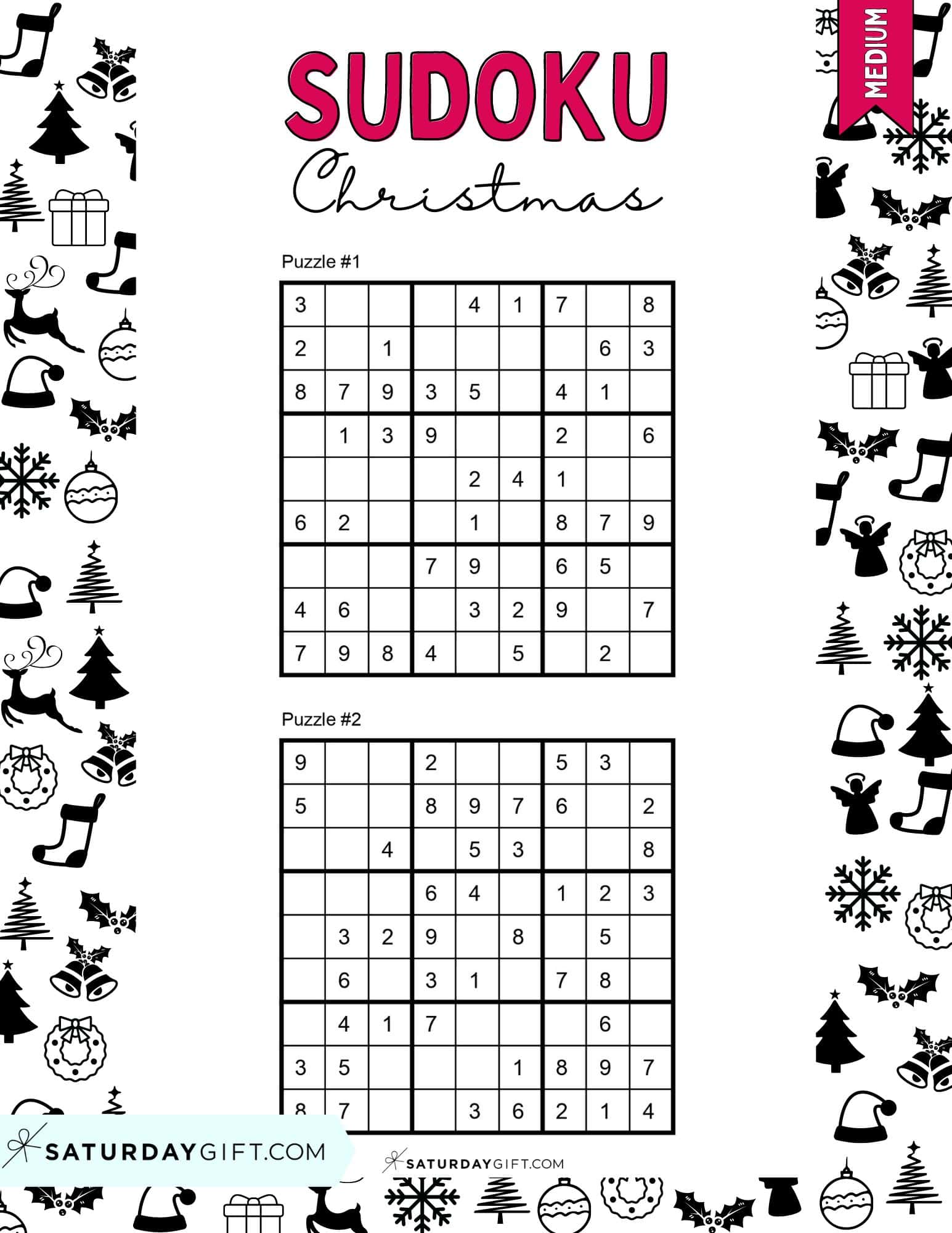 Christmas Sudoku Puzzles - Cute & Free Printables | SaturdayGift