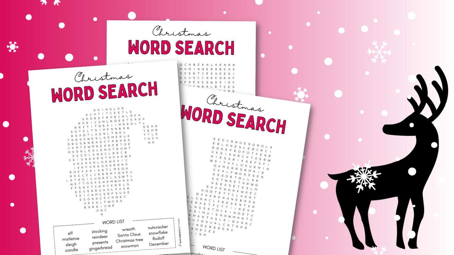 Christmas Word Search - Cute & Free Printables | SaturdayGift