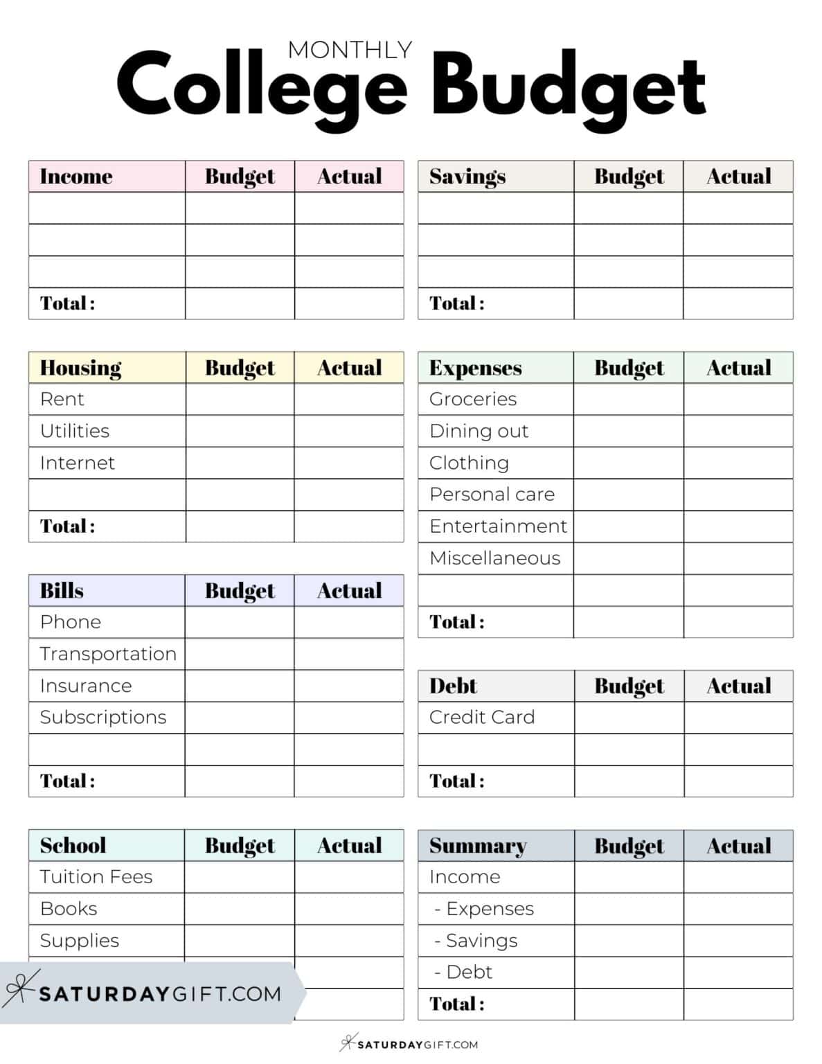 Cute (& Free!) College Budget Templates + Tips