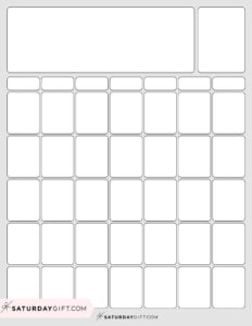 Blank Calendar templates - 29 Cute & Free Printables | SaturdayGift