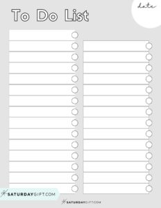 To-Do List Template - 29 Cute & Free Printable To-Do Lists | SaturdayGift