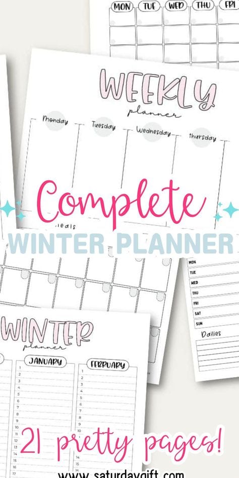 Winter Planner - 21 Pages - Cute & Free Printables