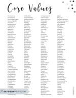 Core Values: Examples of 150+ Personal Values + Core Values List PDF