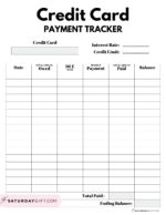Free Printable Credit Card Payment Tracker