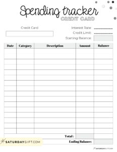 Printable Credit Card Spending Tracker + Tips