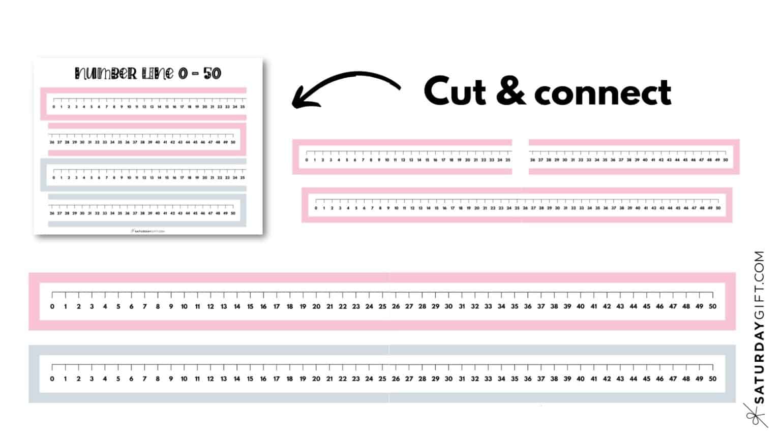 Number Line to 50 - 5 Cute & Free Printables and Blank Worksheets