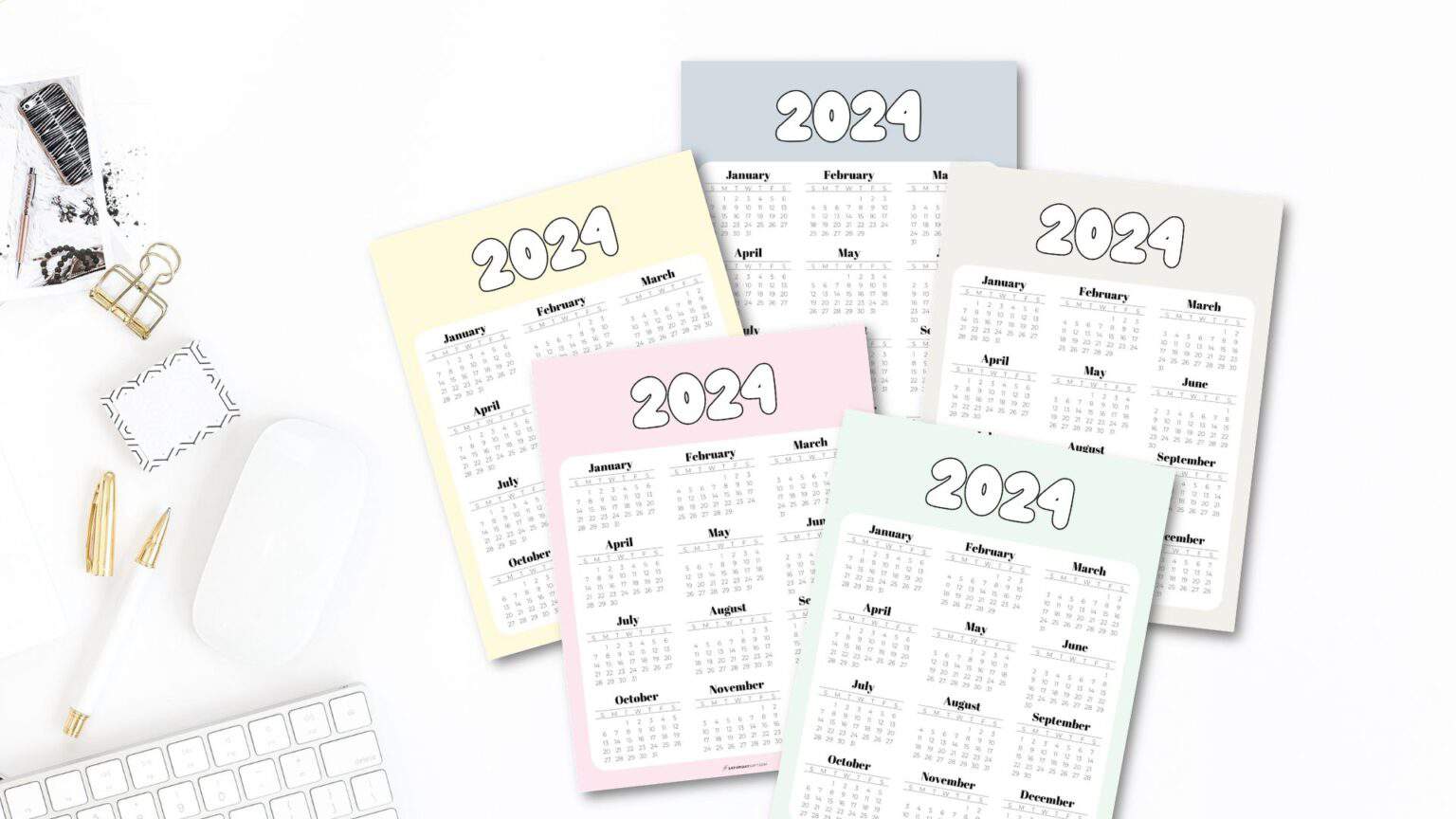 2024 Calendar Printable - 18 Cute & Free 2024 Yearly Calendar Templates