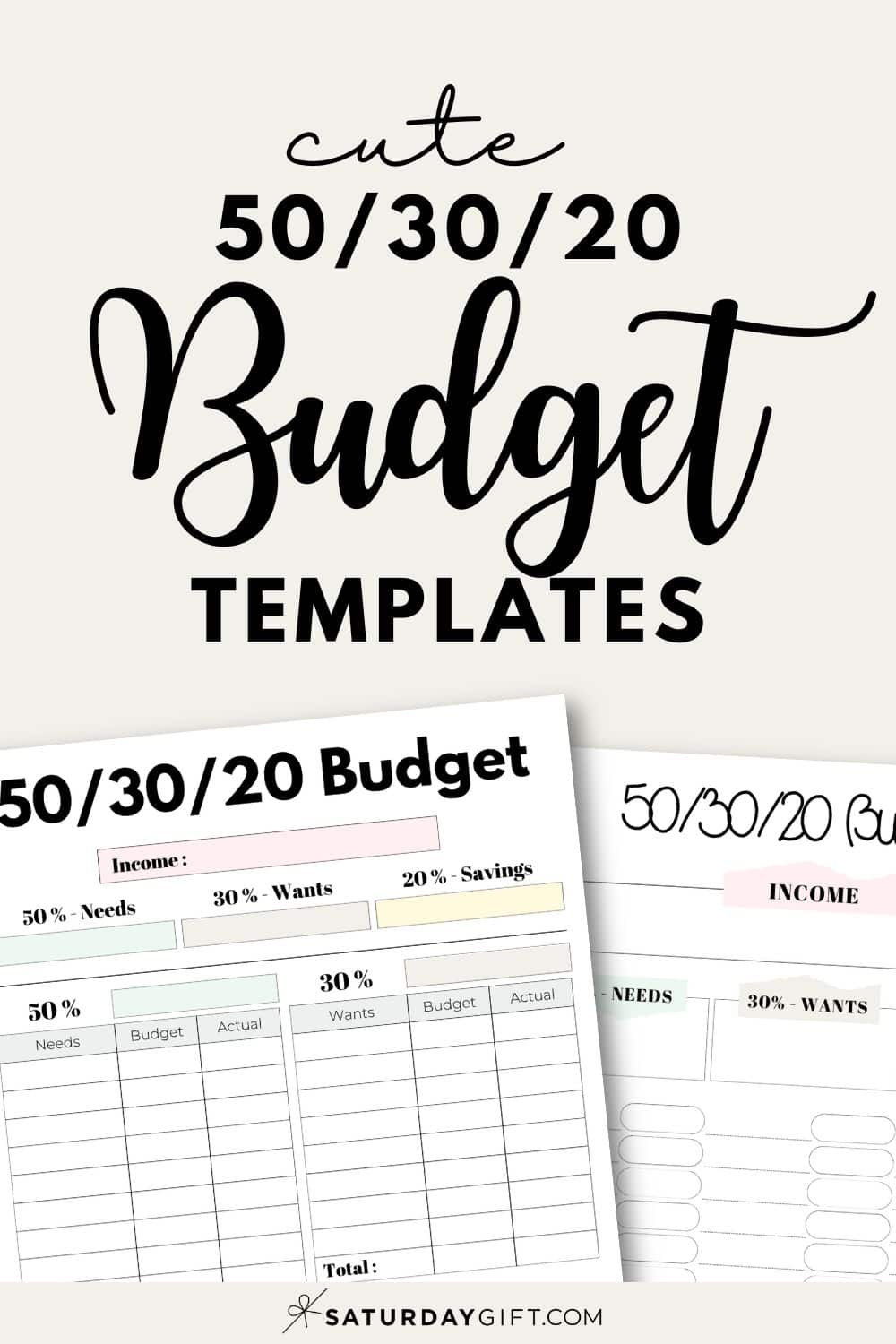 50/30/20 Budget Template - 5 Cute (&Free!) Budgeting Planners