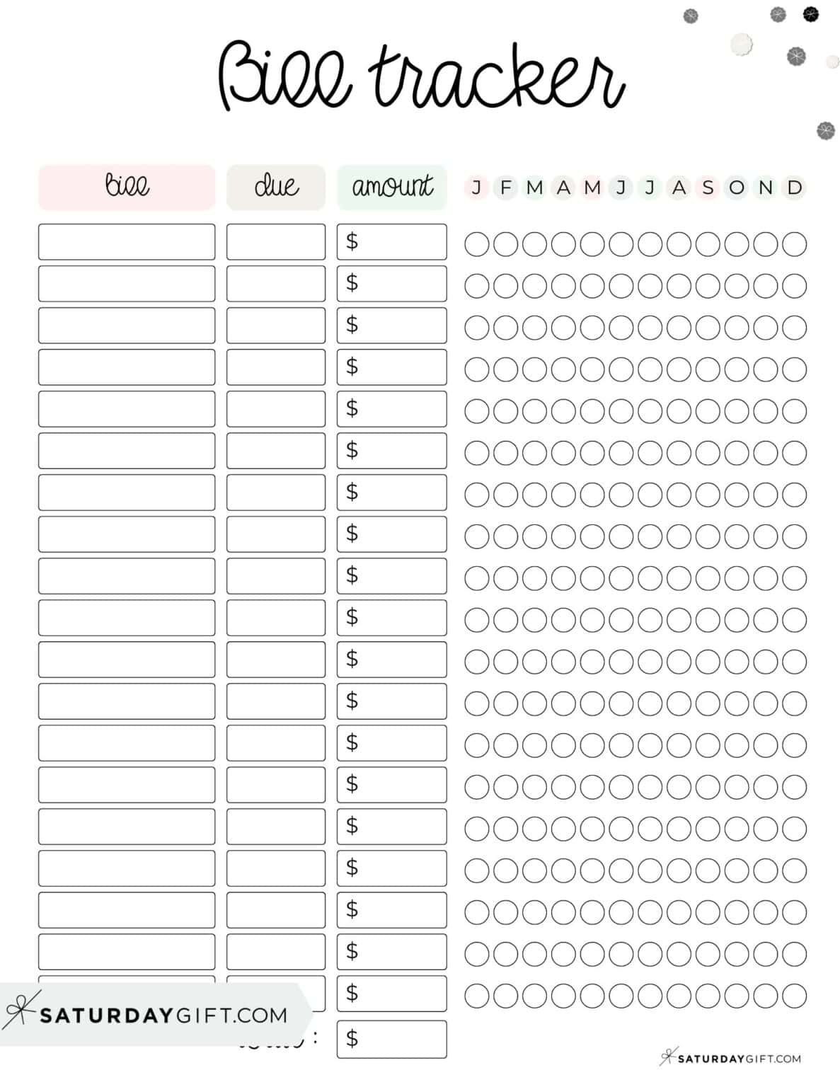 Bill Organizer Template - 39 Cute & Free Printable Bill Trackers