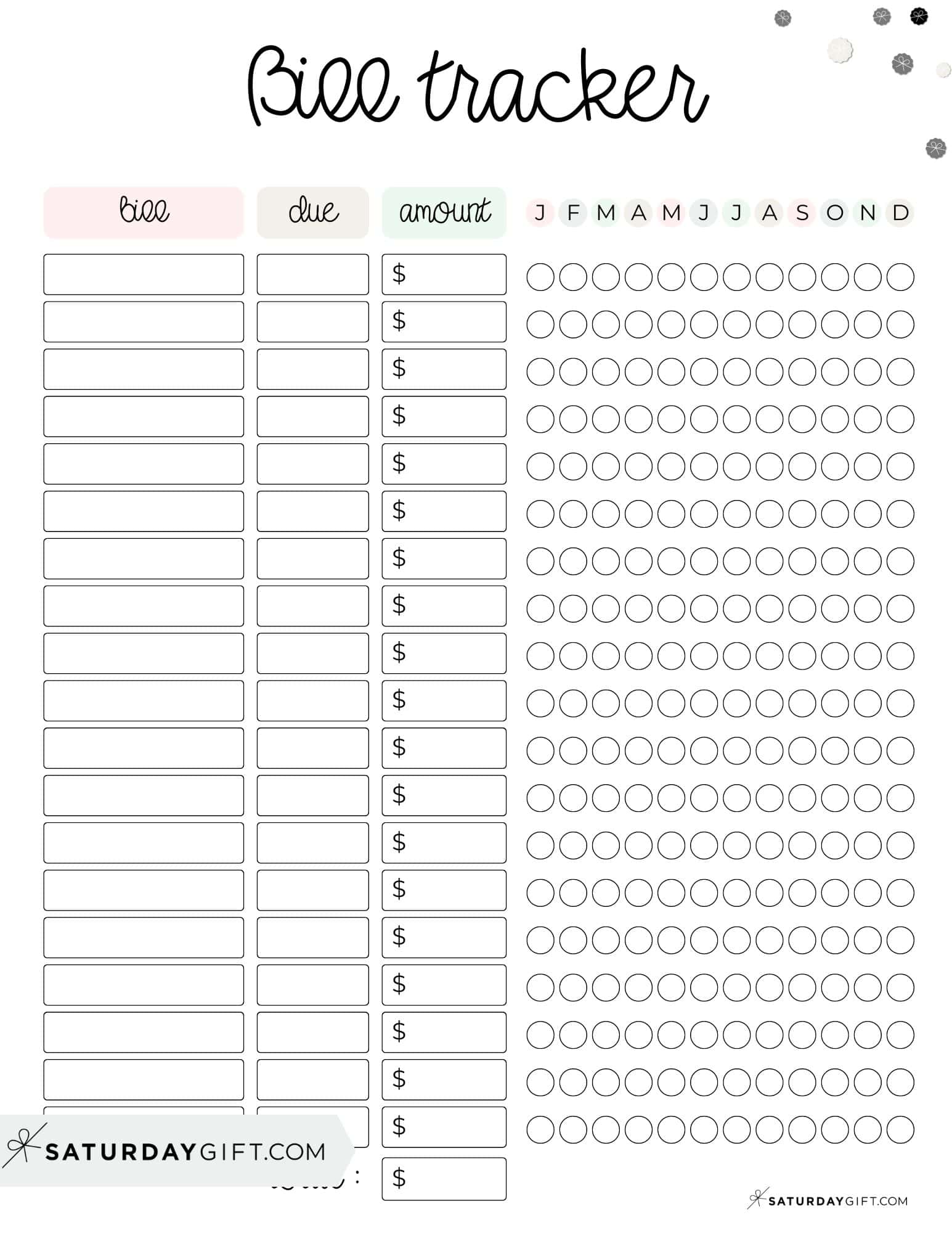 Bill Organizer Template - 39 Cute & Free Printable Bill Trackers