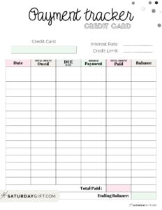 Credit Card Payment Trackers - Free Printables