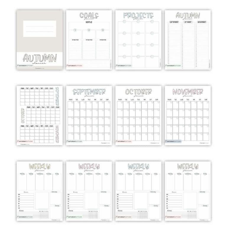 Autumn Planner - 21 Pages - Cute & Free Printables