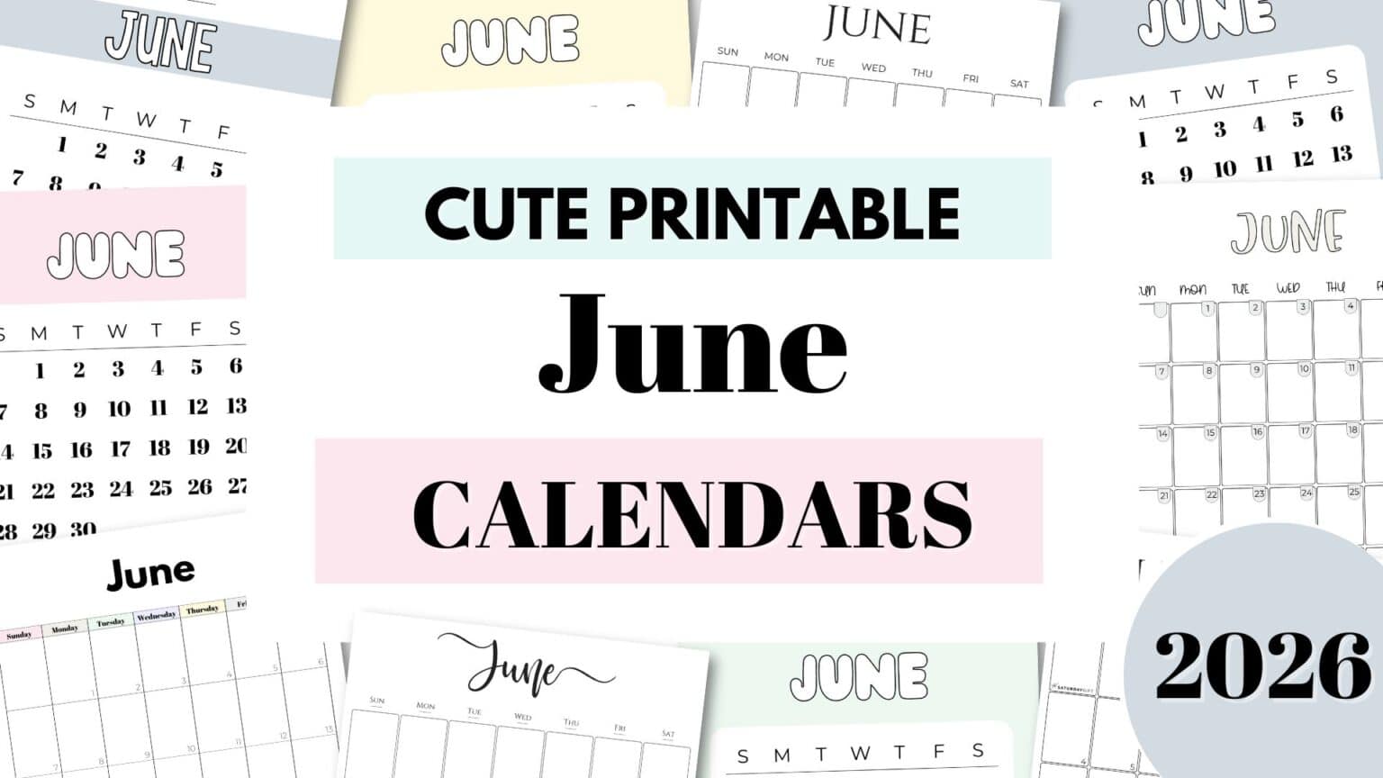 Printable Calendars by Saturday Gift (Free & Super Cute)