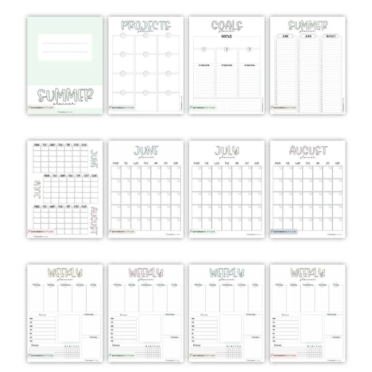 Summer Planner - 21 Cute & Free Printables