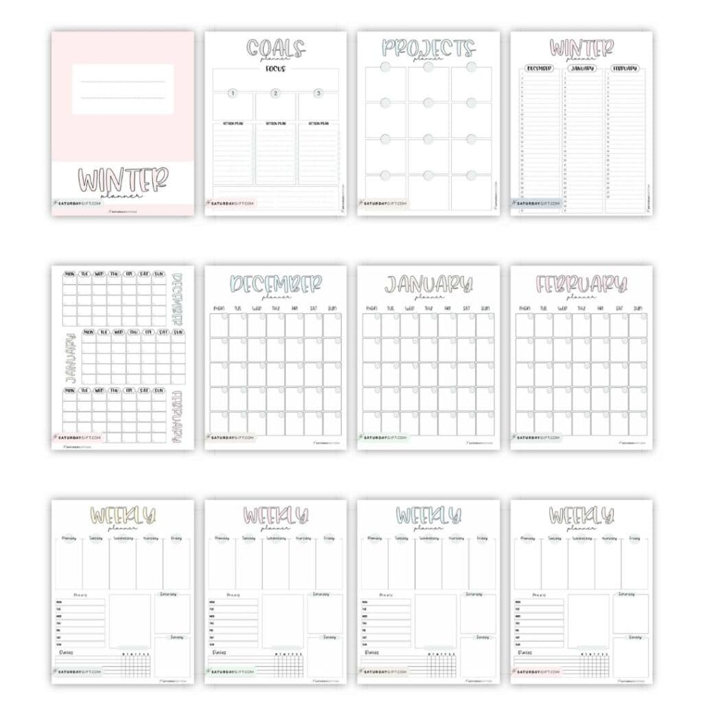 Winter Planner - 21 Pages - Cute & Free Printables