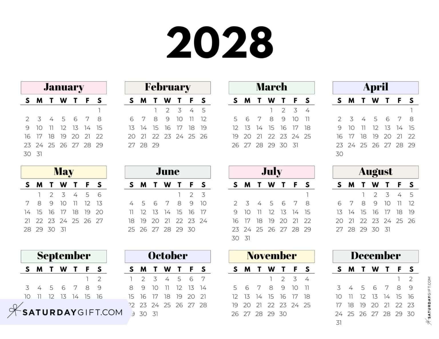 2028 Yearly Calendars - 35 Aesthetic Free Printables