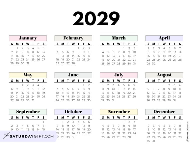 2029 Yearly Calendars - 35 Aesthetic Free Printables