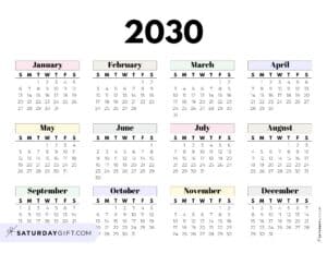 2030 Yearly Calendars - 35 Aesthetic Free Printables