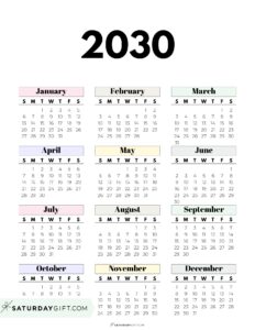 2030 Yearly Calendars - 35 Aesthetic Free Printables