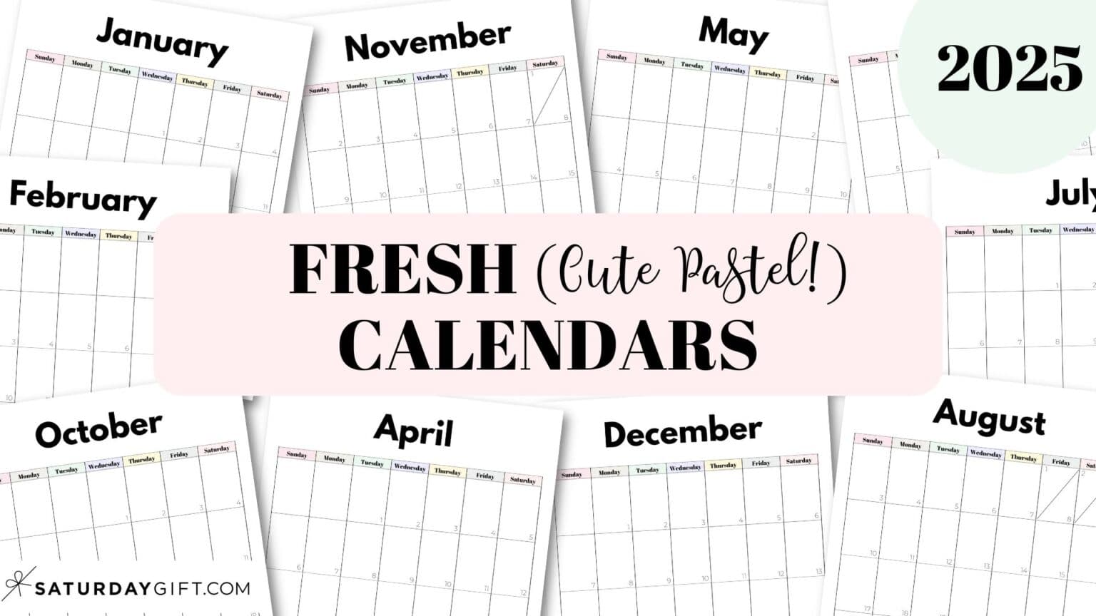 Printable Calendars by Saturday Gift (Free & Super Cute)