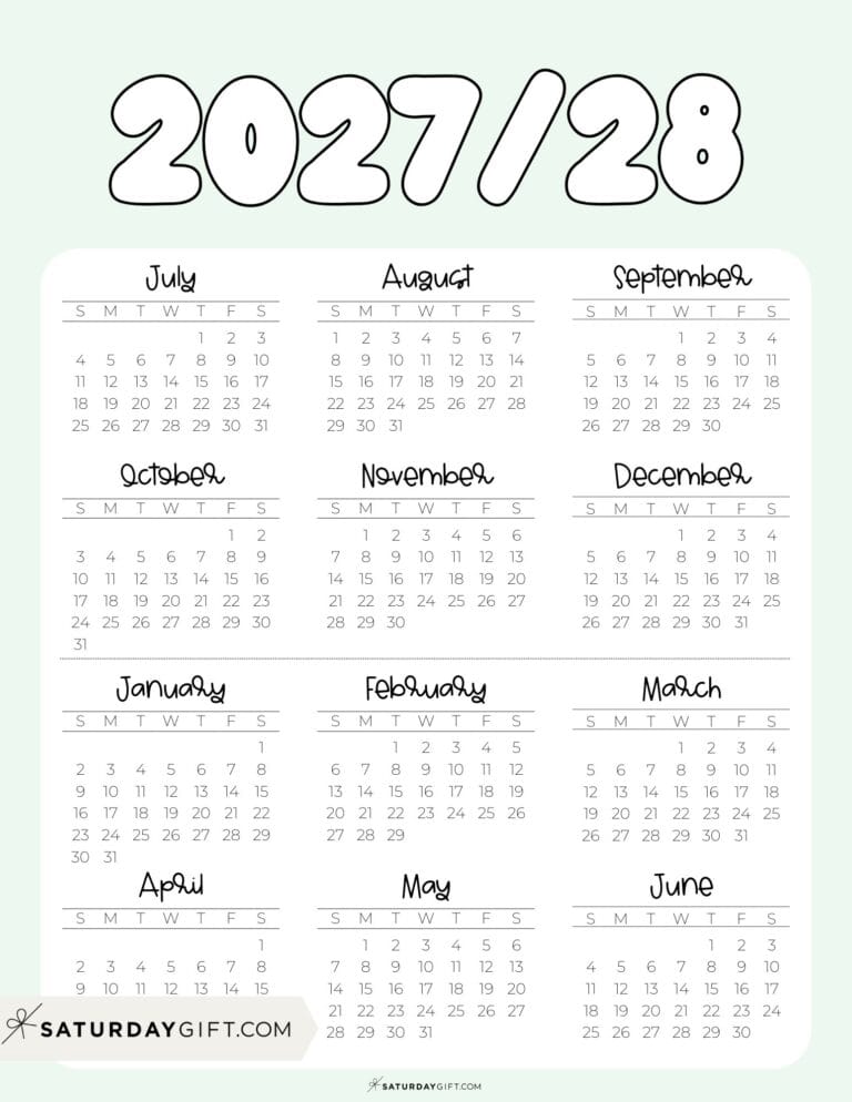 27/28 School Year Calendar printables - 17 Academic Calendars 2027-2028