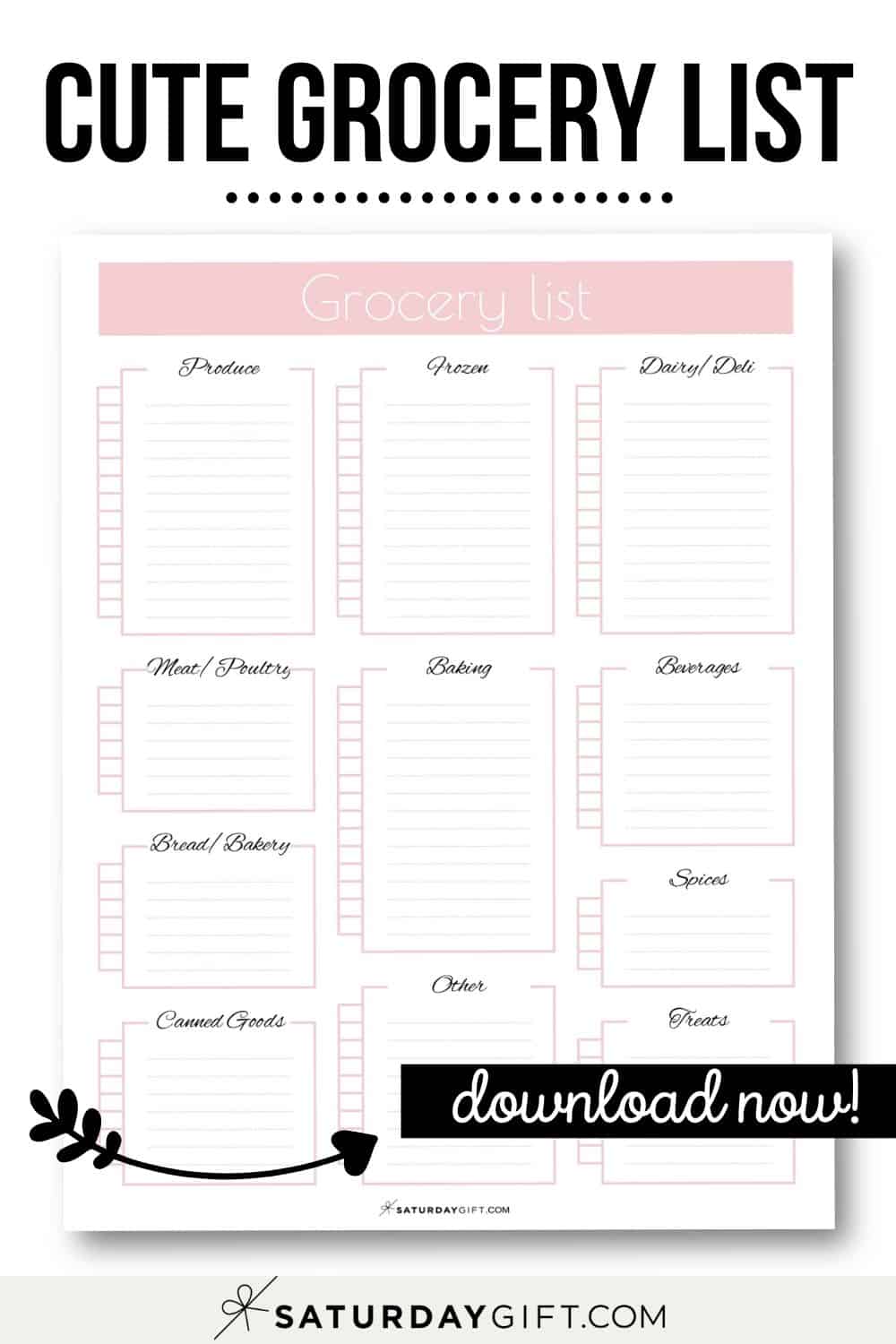 Cute Printable Grocery Shopping List to Simplify Your Shopping