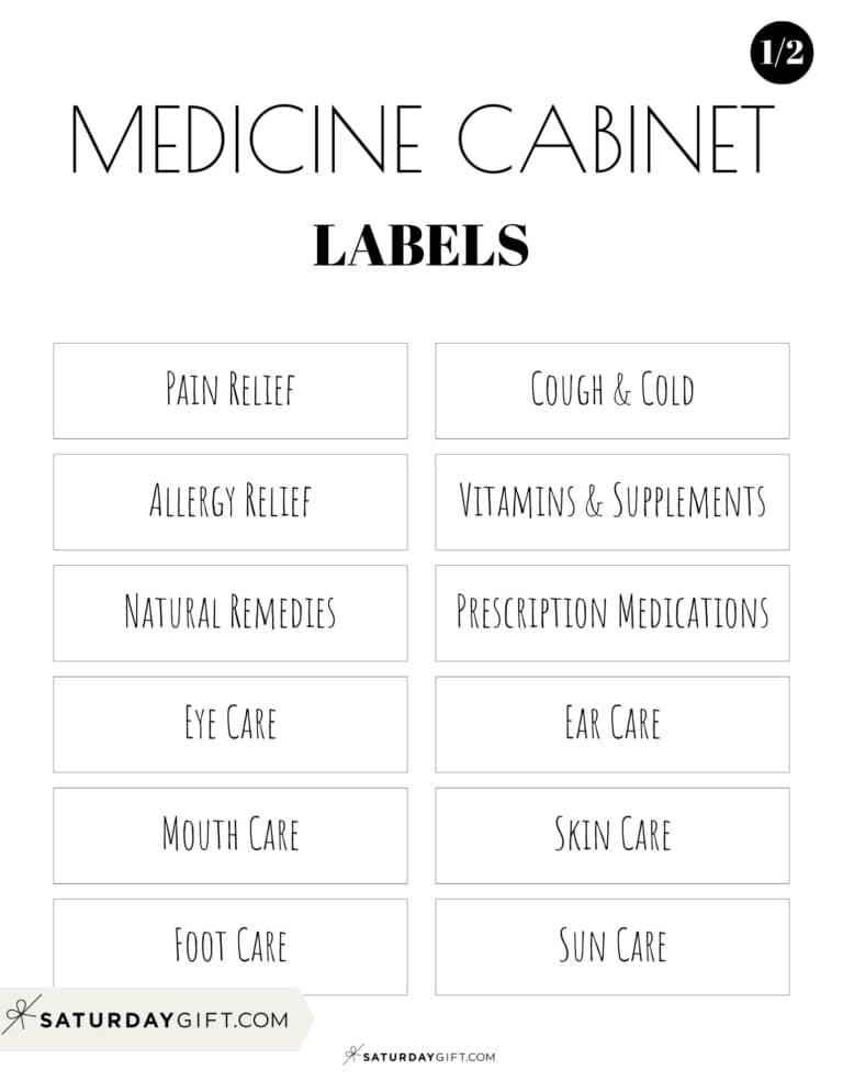 26 Free Printable Medicine Cabinet Labels - Simple, Elegant & Practical
