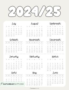 School Calendar Template - 17 Cute Printable Academic Calendars 2024/25