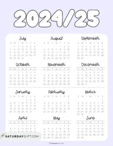 School Calendar Template - 17 Cute Printable Academic Calendars 2024/25