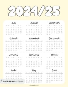 School Calendar Template - 17 Cute Printable Academic Calendars 2024/25