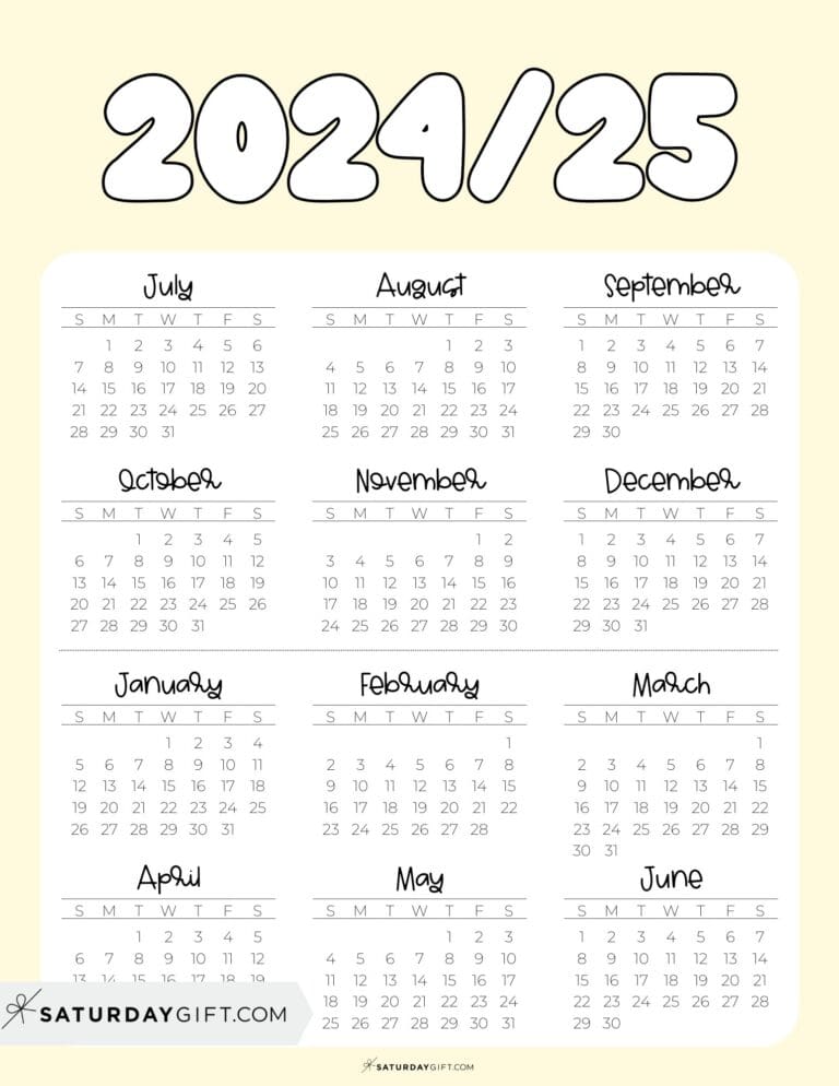 School Calendar Template - 17 Cute Printable Academic Calendars 2024/25