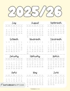 25/26 School Year Calendar printables - 17 Academic Calendars 2025-2026