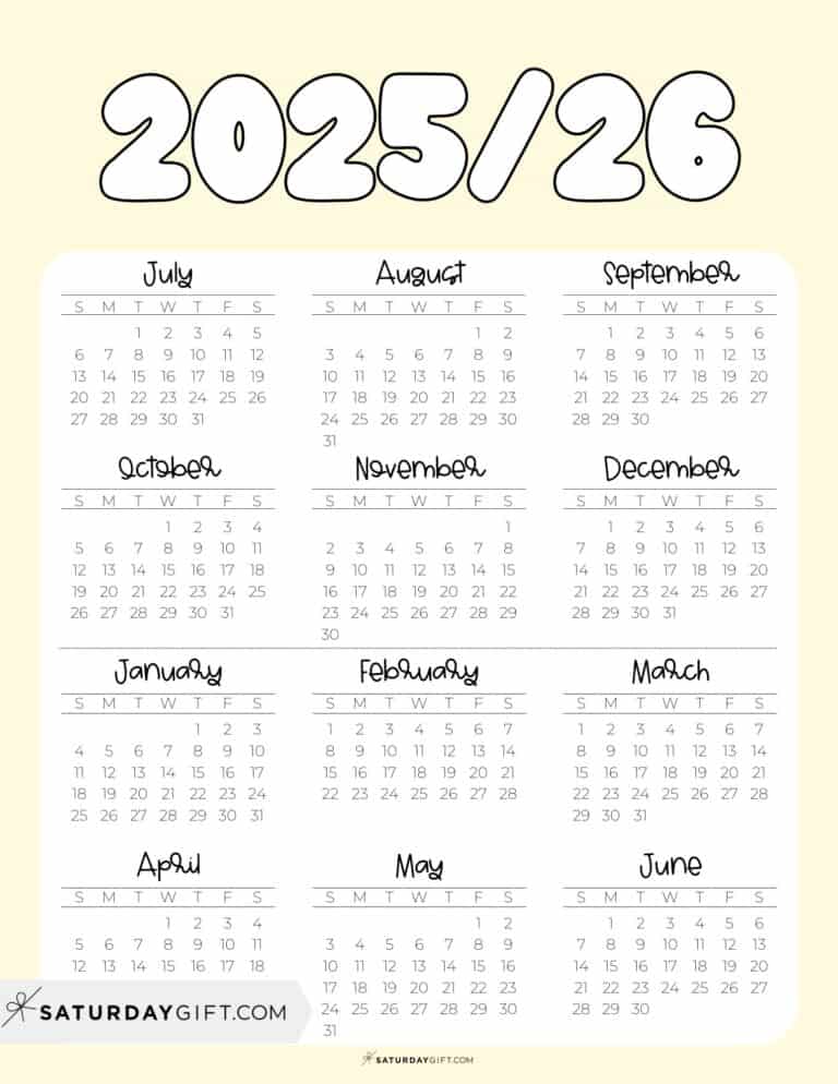 25/26 School Year Calendar printables - 17 Academic Calendars 2025-2026