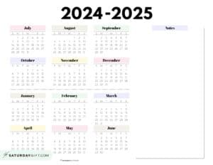 School Calendar Template - 17 Cute Printable Academic Calendars 2024/25