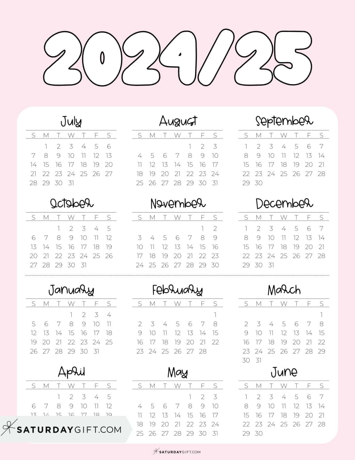 School Calendar Template - 17 Cute Printable Academic Calendars 2024/25