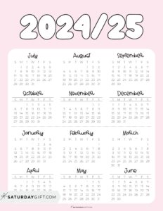 School Calendar Template - 17 Cute Printable Academic Calendars 2024/25