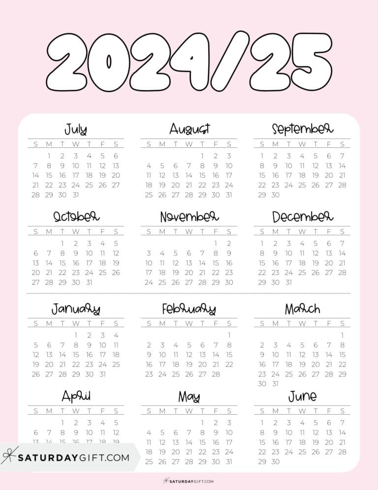 School Calendar Template - 17 Cute Printable Academic Calendars 2024/25